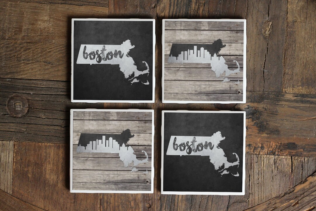 Boston Skyline Coasters / Boston Gift / Housewarming Gift / Hostess ...