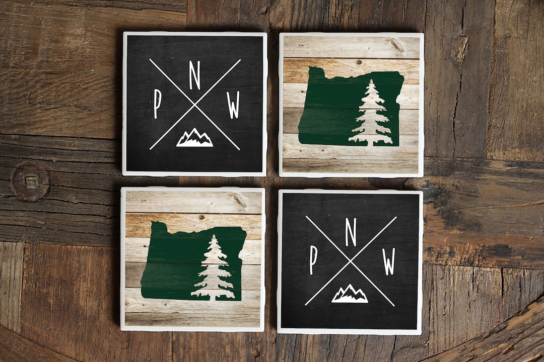 Oregon Coasters, Mountain Coasters, Oregon Gift, Pacific Northwest, PNW ...