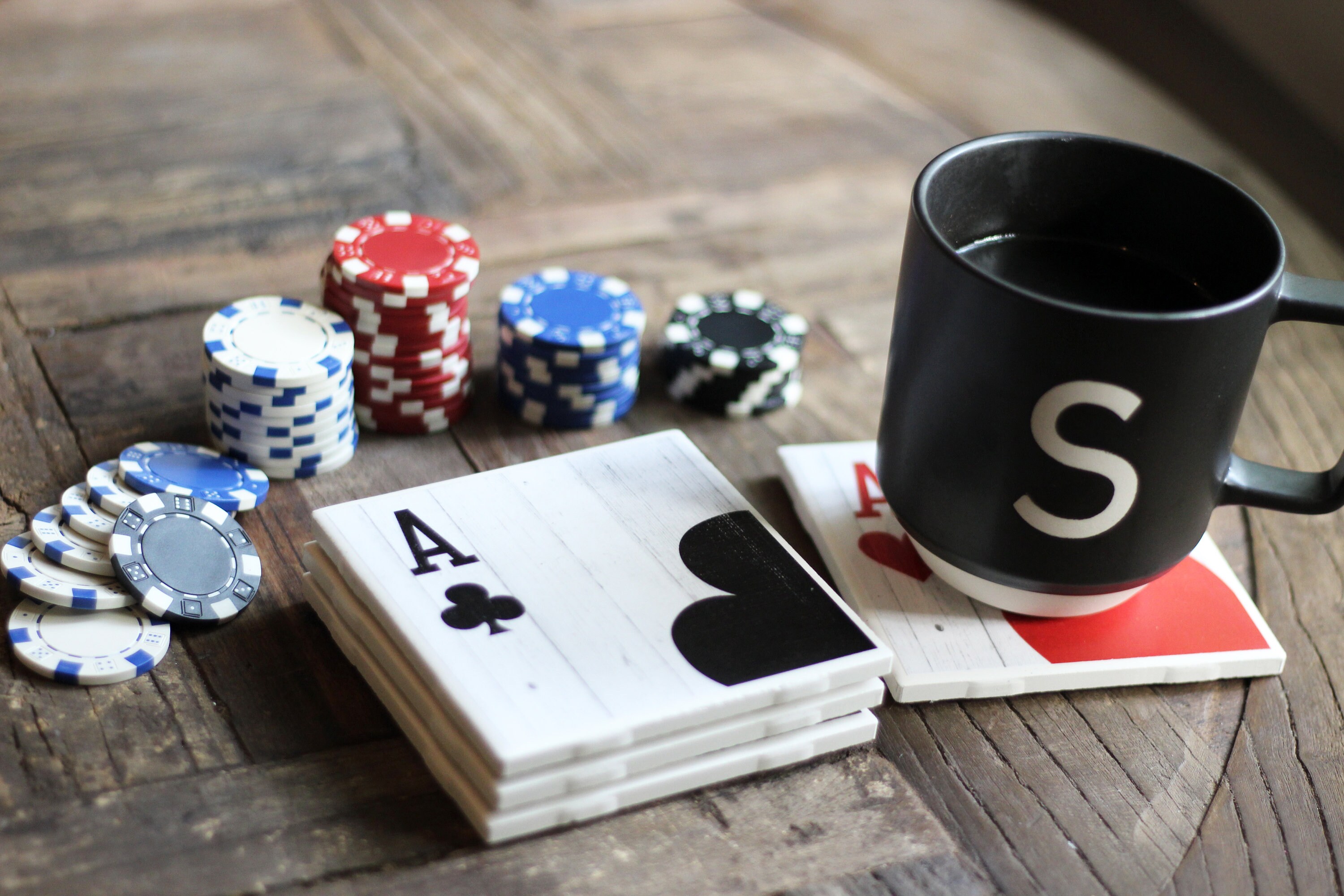 Tile Coasters / Man Cave / Poker Room / Playing Cards / Las Vegas Gift ...