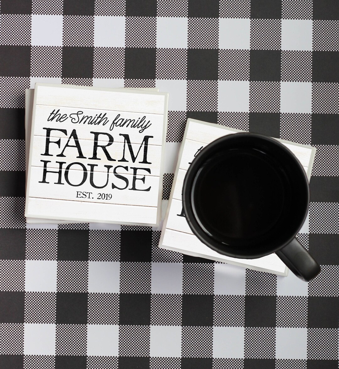 Housewarming Coasters / Custom Farmhouse Coasters / Farmhouse Gift ...