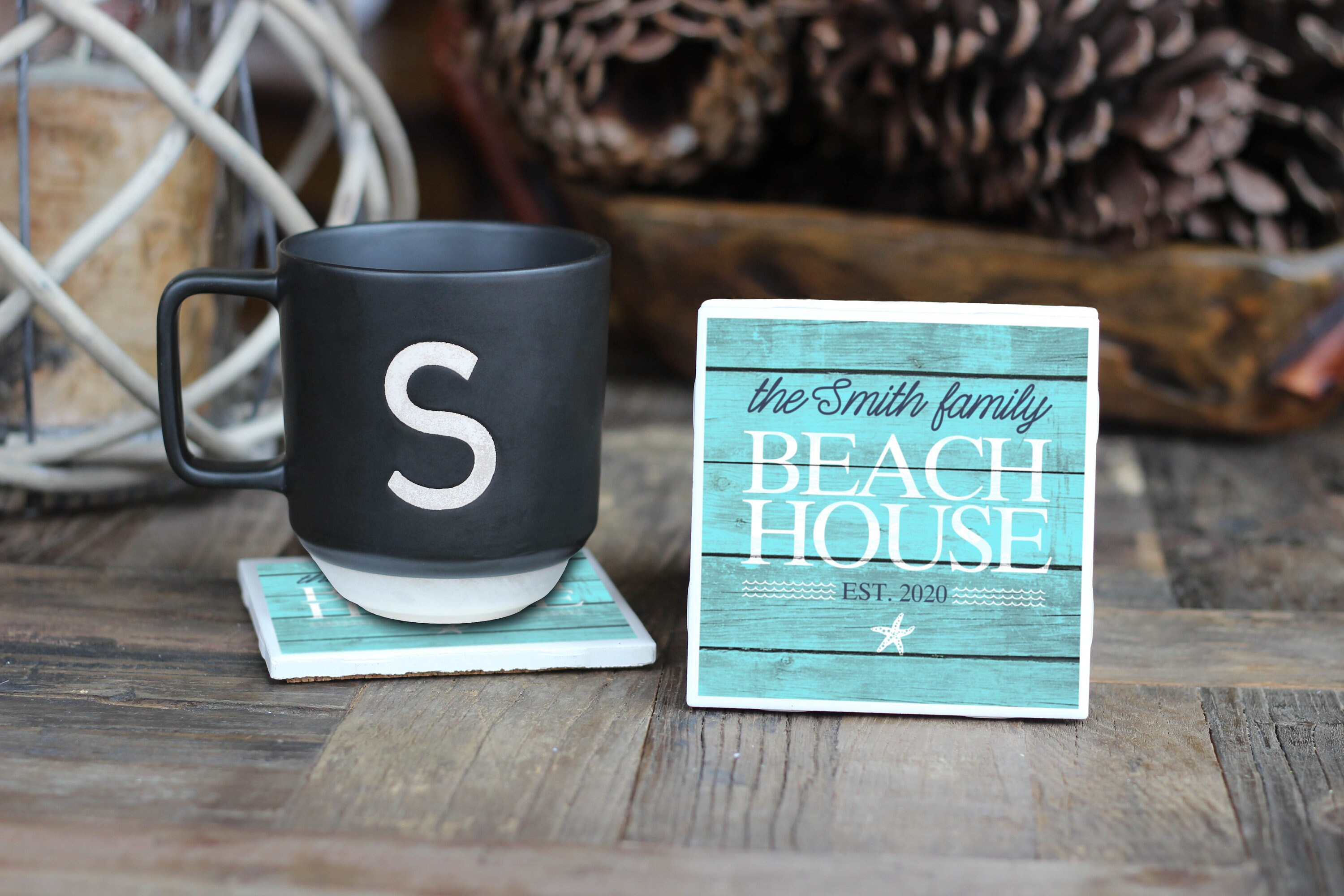 Family Beach House Coasters Personalized Coasters Beach | Etsy