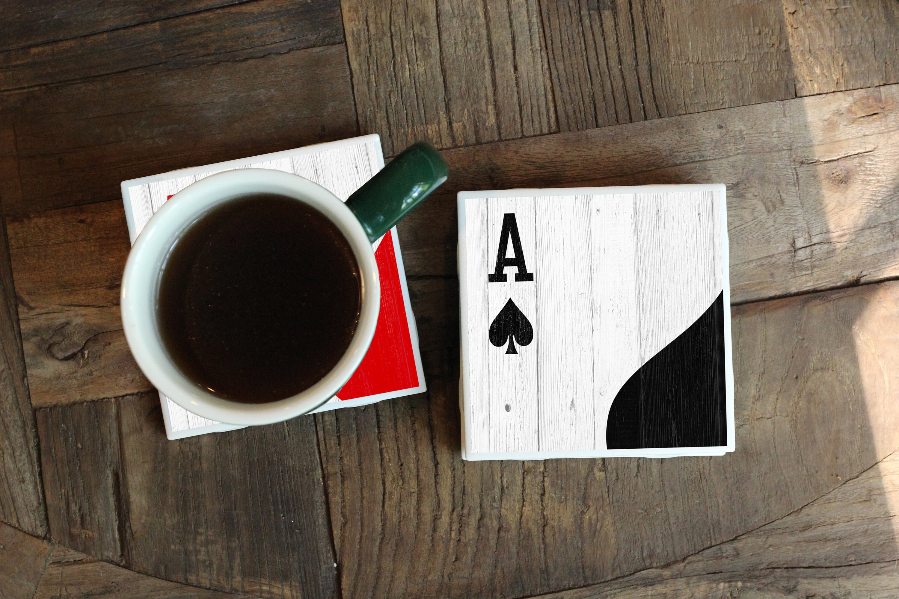 Tile Coasters / Man Cave / Poker Room / Playing Cards / Las Vegas Gift ...