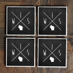 Wisconsin Coasters / Housewarming Gift / Wisconsin Home Decor / Wedding ...