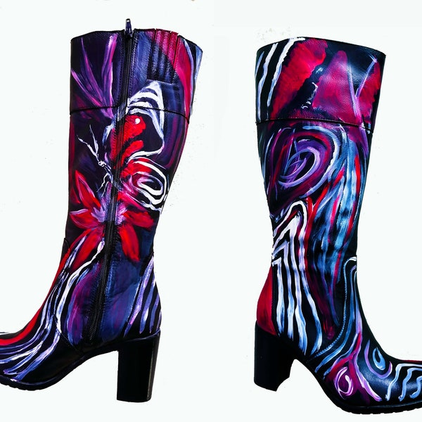 Hand Painted Boots - Etsy