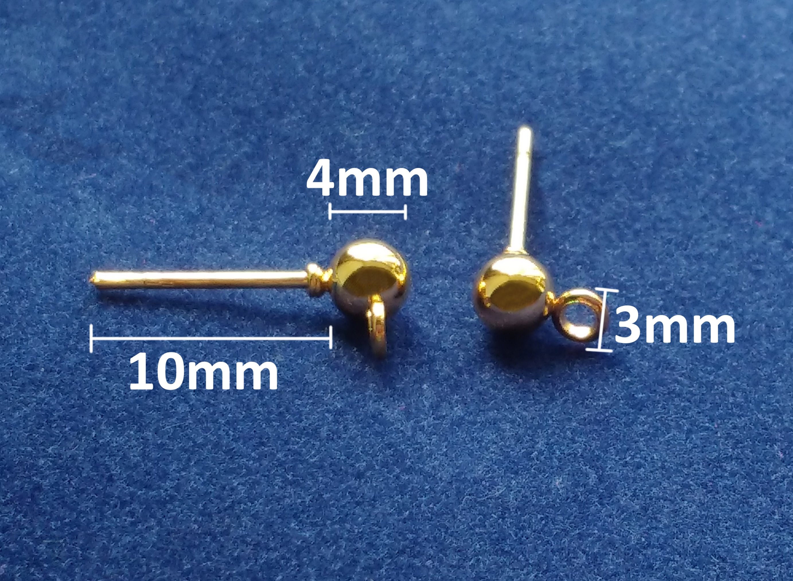 10 or 100x Ball Stud & Loop Earring Posts 4mm. no Backs | Etsy