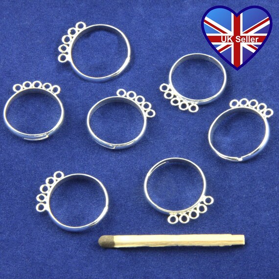 5x Adjustable Silver Plated Finger Ring Bases with 5 Loops. | Etsy