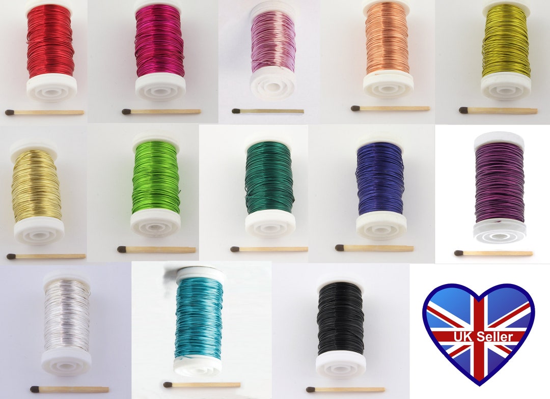 50m (100g Reel) Coloured Craft Wire 0.5mm (~24 Gauge). Metallic Finish ...