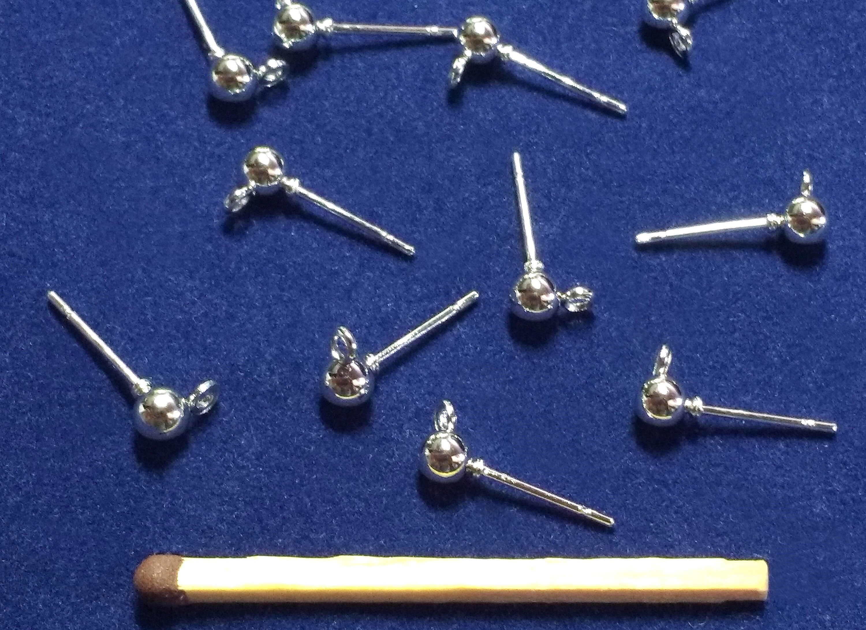 10 or 100x Ball Stud & Loop Earring Posts 4mm. no Backs | Etsy