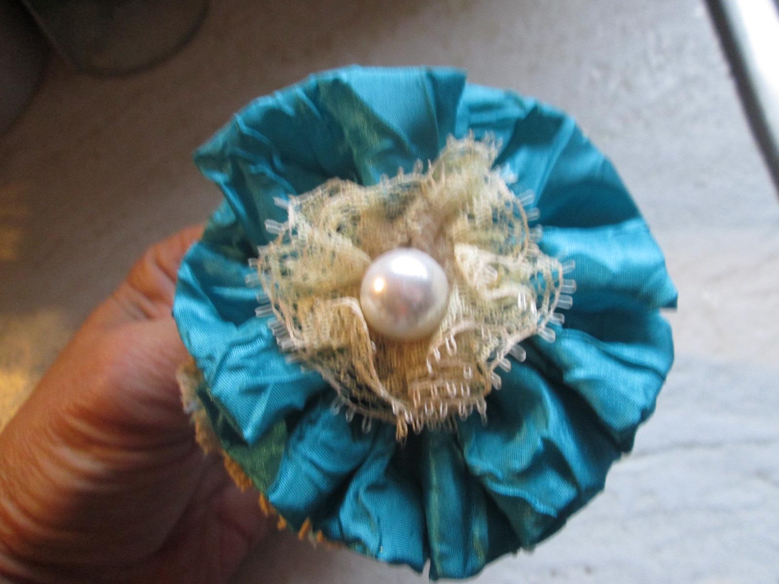 TEAL RUFFLE COCKADE Pin - Etsy