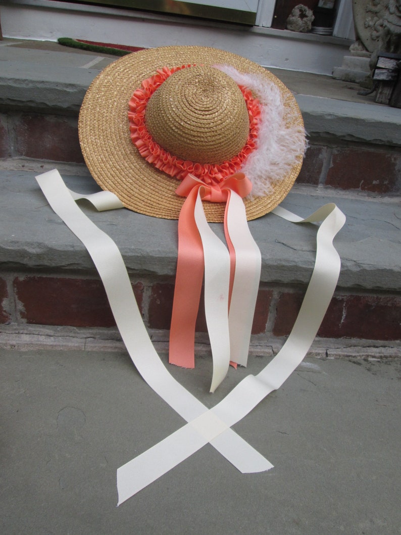 COLONIAL STRAW HAT Garden High Crown Ribbons - Etsy