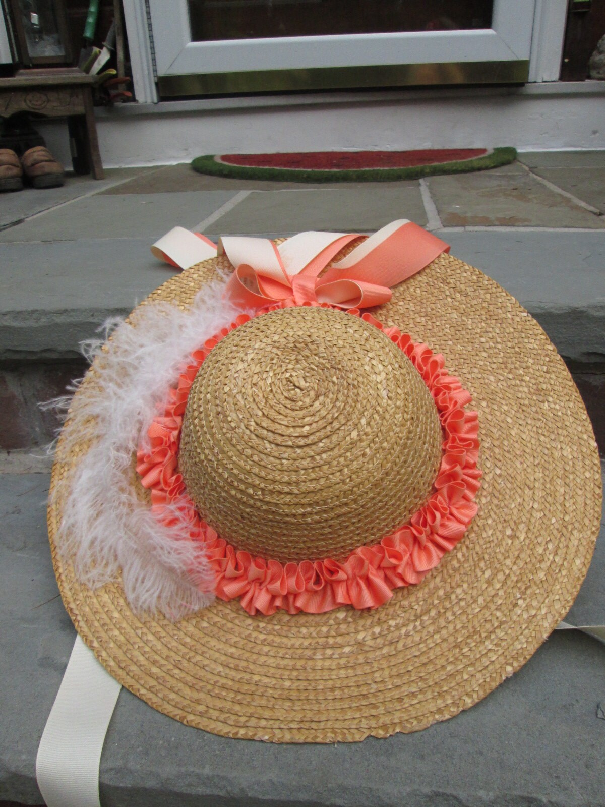 COLONIAL STRAW HAT Garden High Crown Ribbons - Etsy