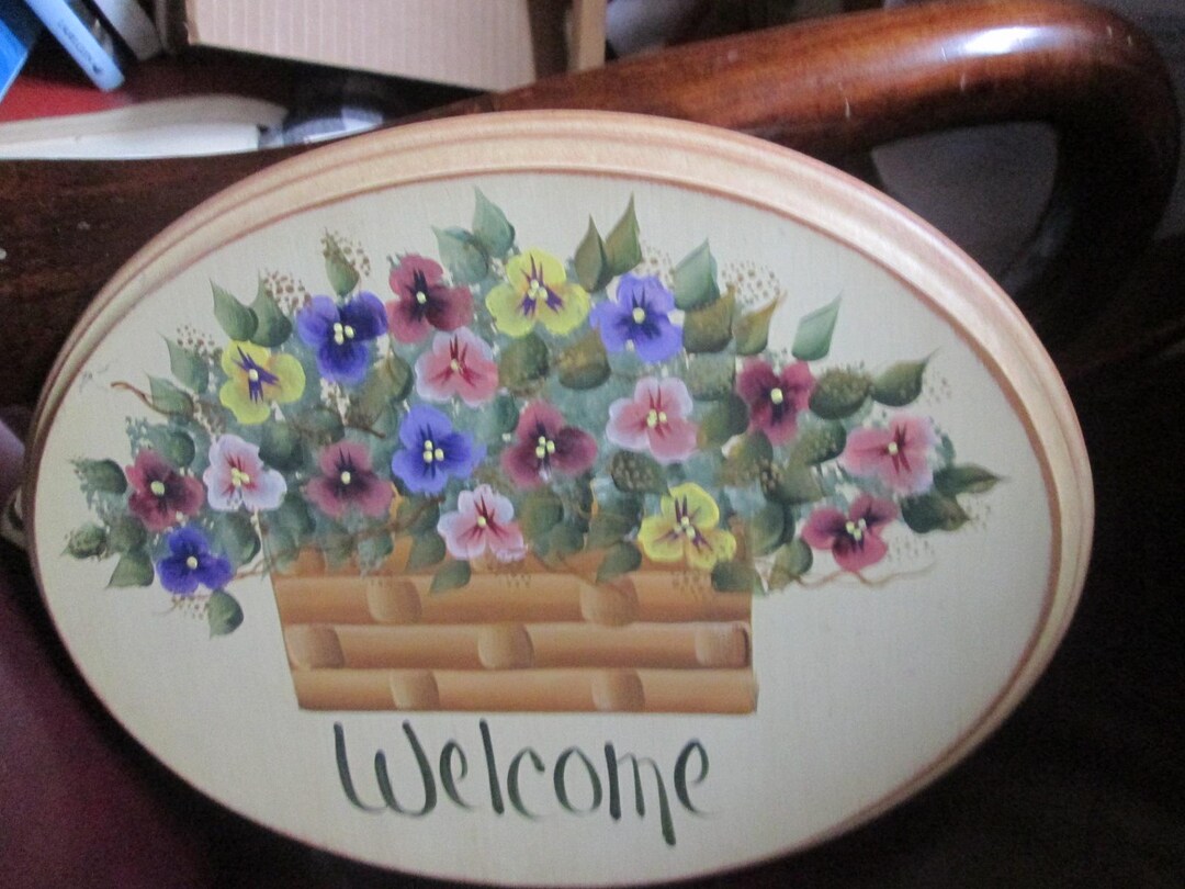 PANSY WELCOME SIGN Summer Home - Etsy