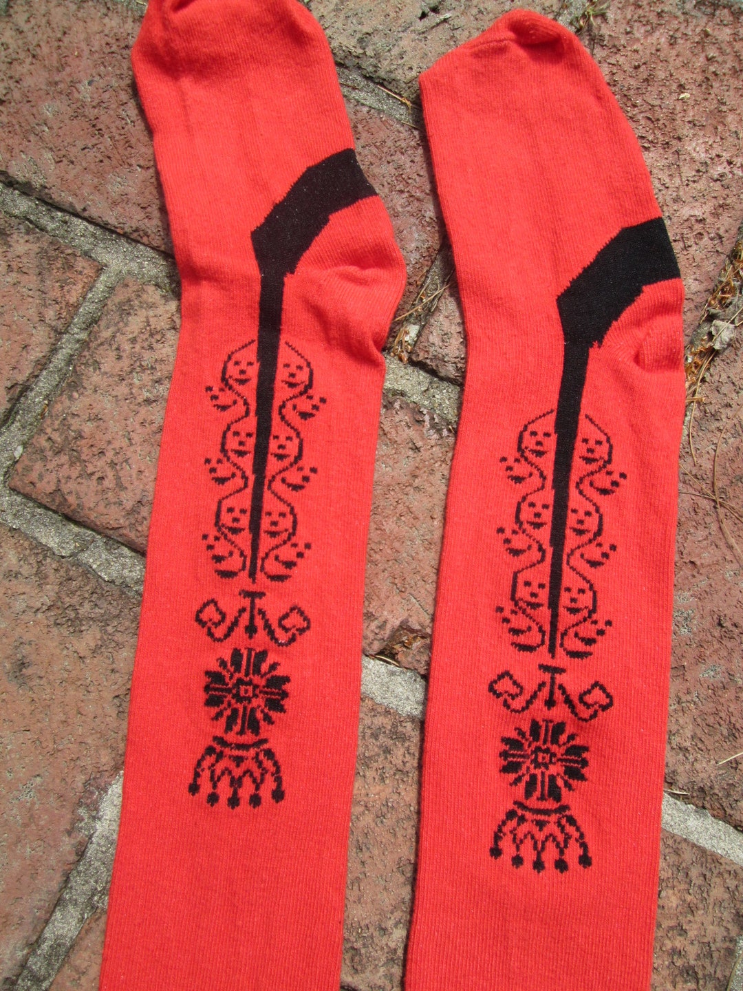 CLOCKED RED STOCKING Colonial 18th C - Etsy