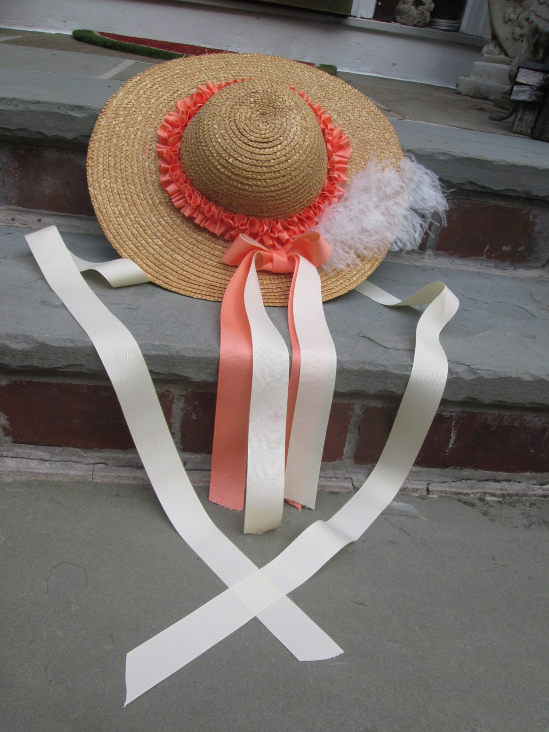 COLONIAL STRAW HAT Garden High Crown Ribbons - Etsy
