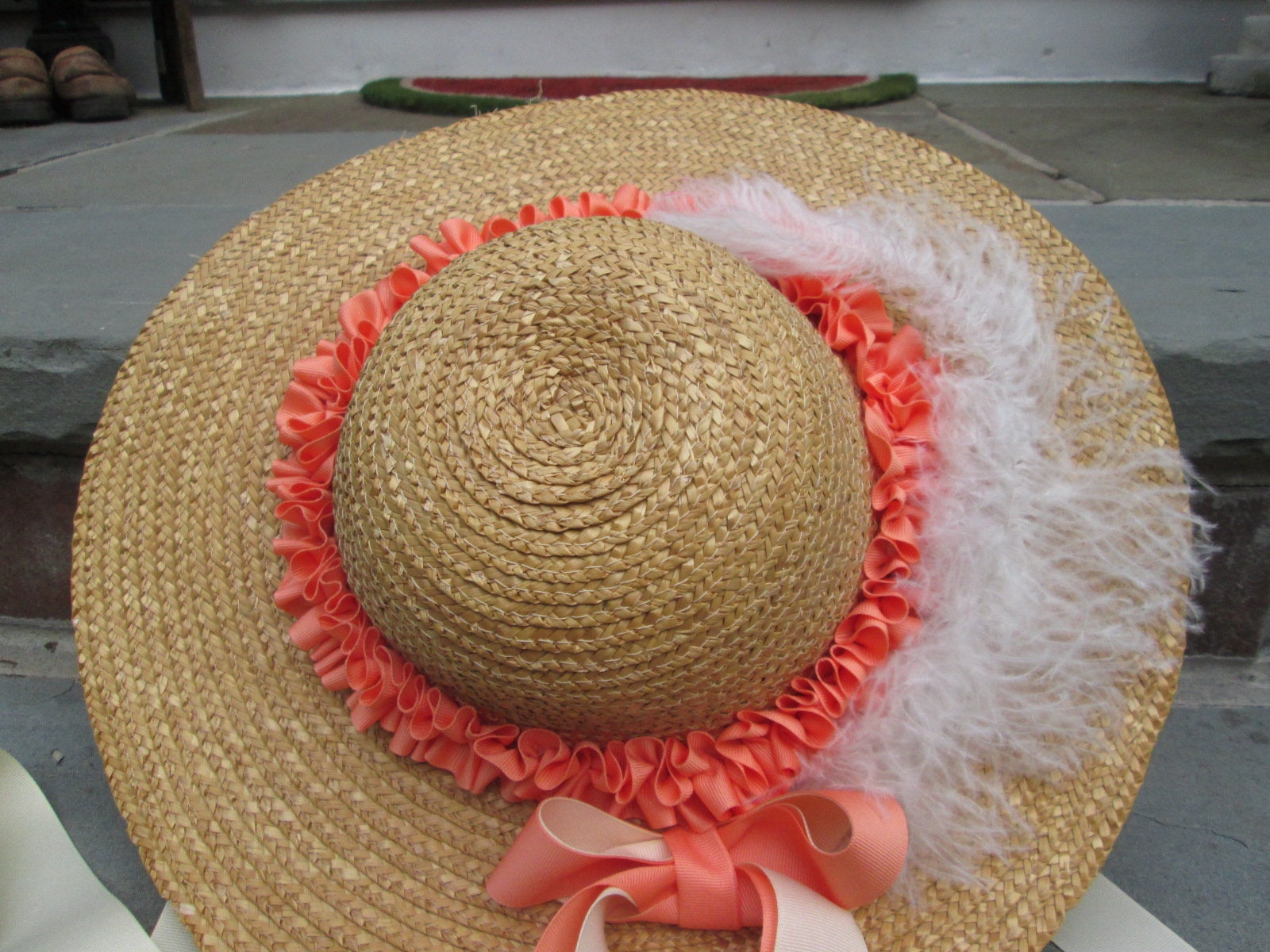 COLONIAL STRAW HAT Garden High Crown Ribbons - Etsy