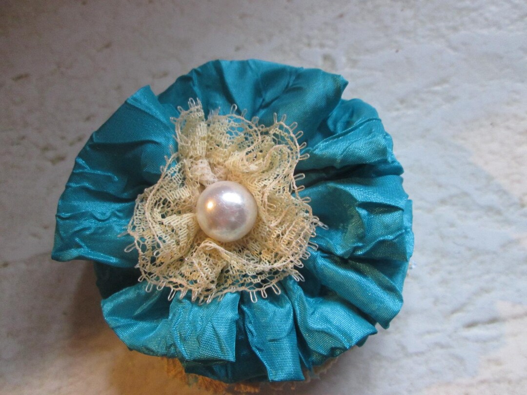 TEAL RUFFLE COCKADE Pin - Etsy