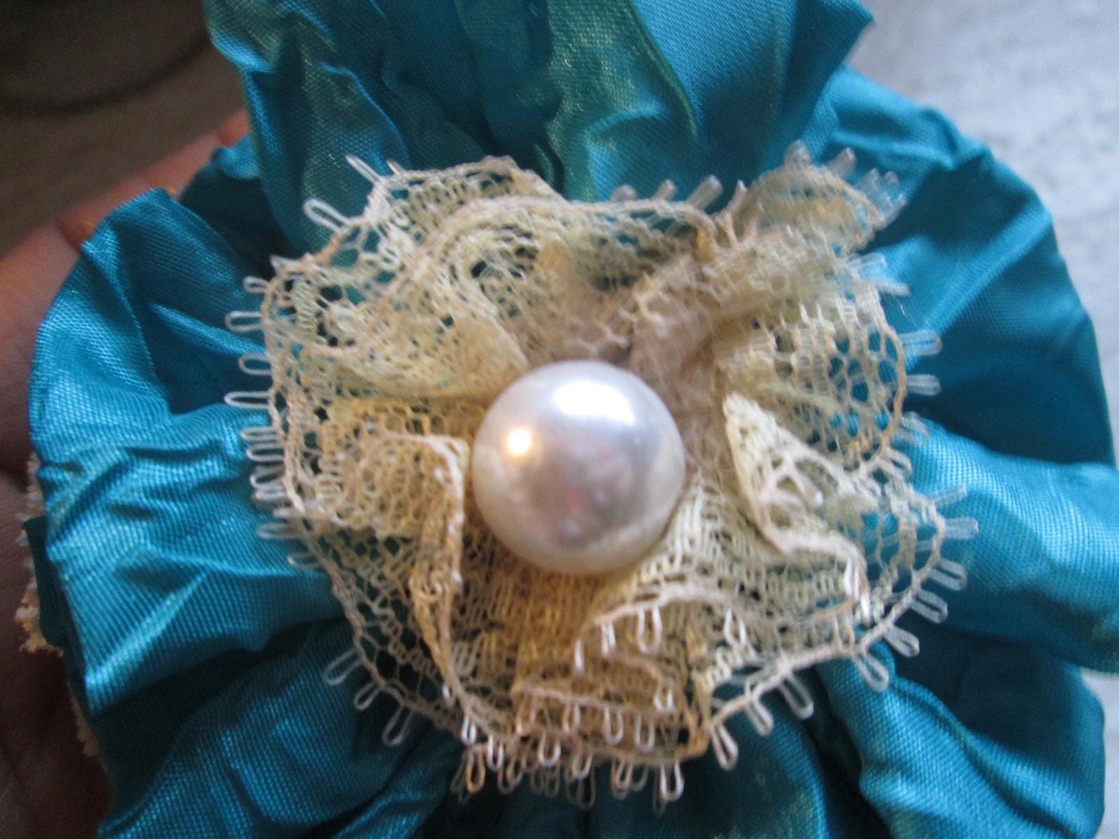 TEAL RUFFLE COCKADE Pin - Etsy