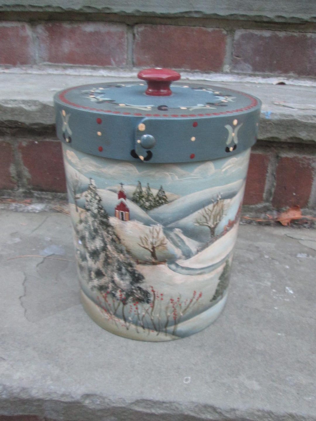 BOÎTE COLONIALE PEINTE Scène d'hiver en bois - Etsy France