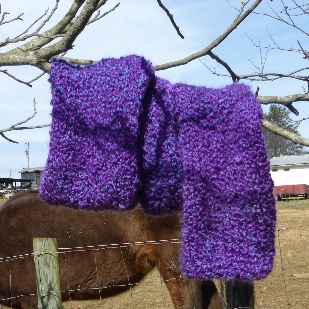 Handmade Knit Purple Scarf Purple and Blue Scarf Warm Winter - Etsy