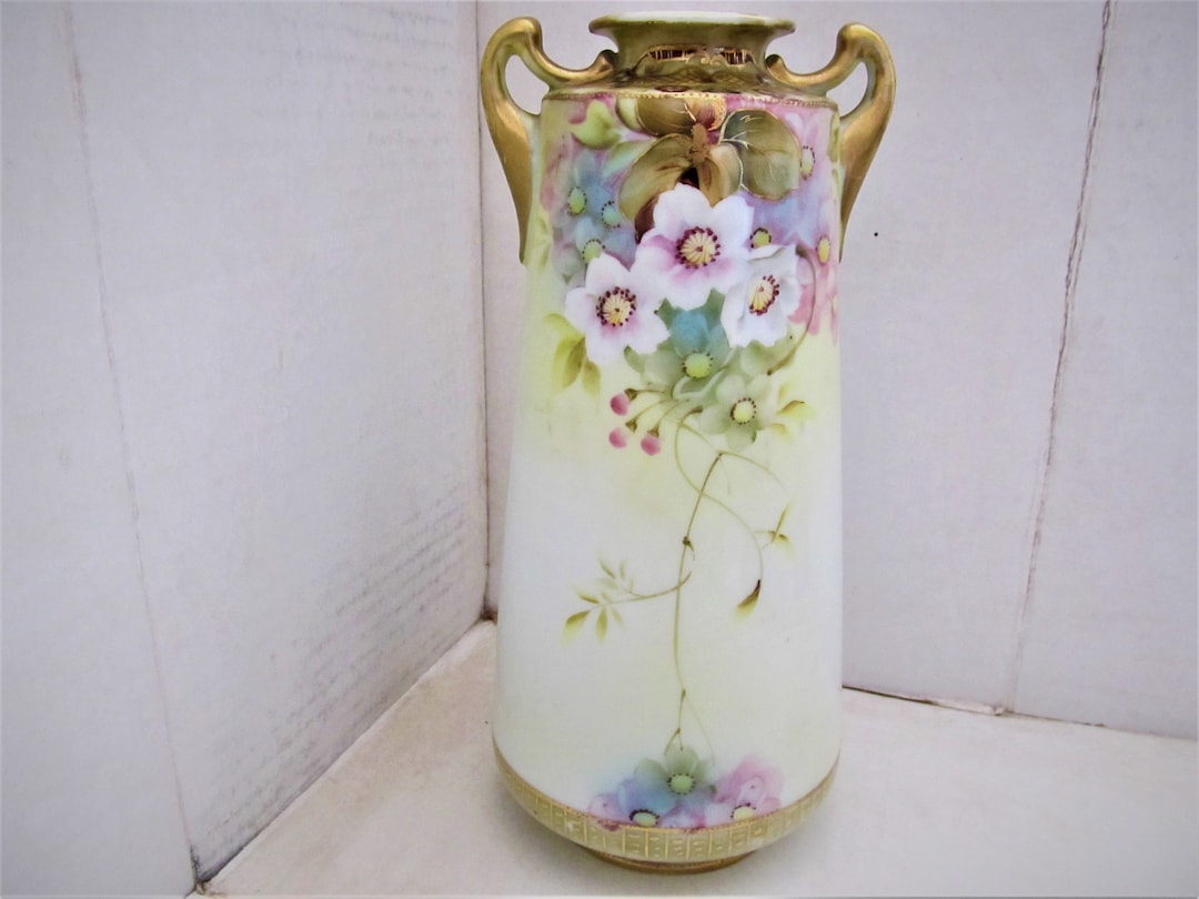 Antique Nippon " Hand Painted Floral" Collector Vase - Etsy