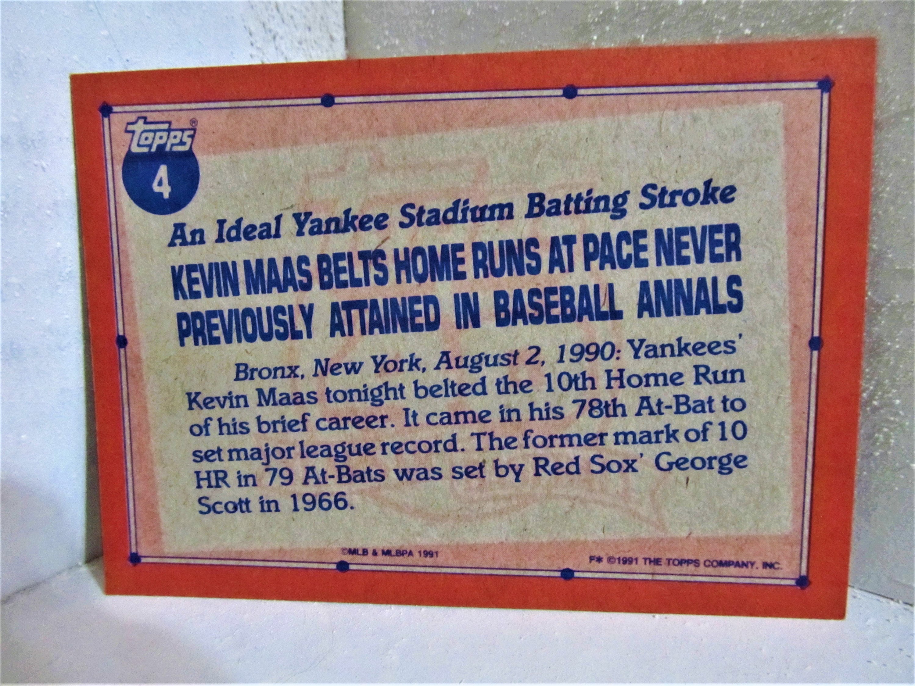 Topps 1990 Record Breaker " Kevin Maas " Trading Card - Etsy