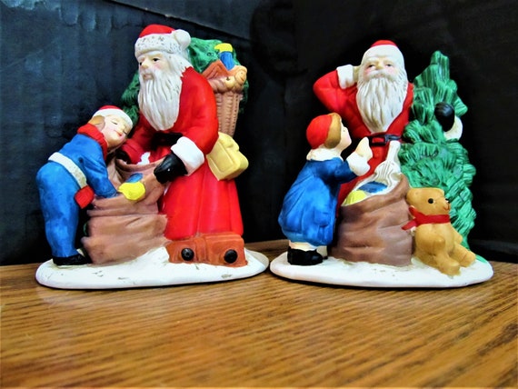 Pair of 1980's porcelain Santas With A Boy & Girl - Etsy