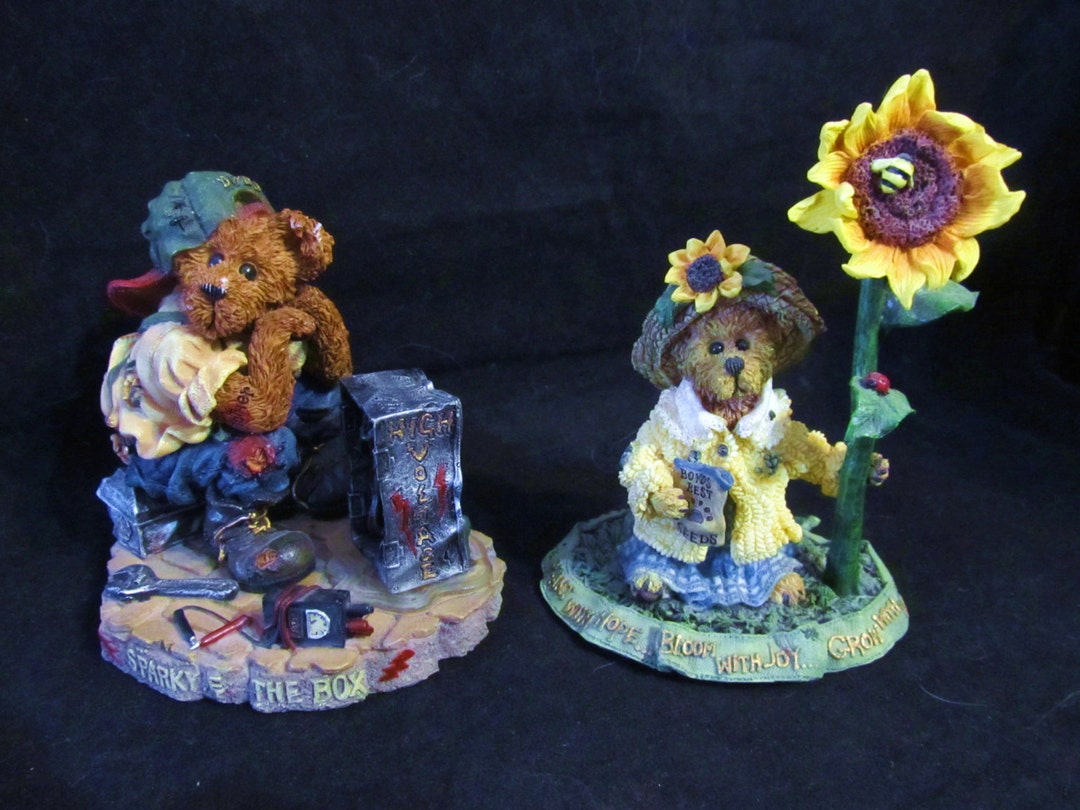 Boyds Bears the Bearstone Collection " Sparky & the Box + Blossum B ...
