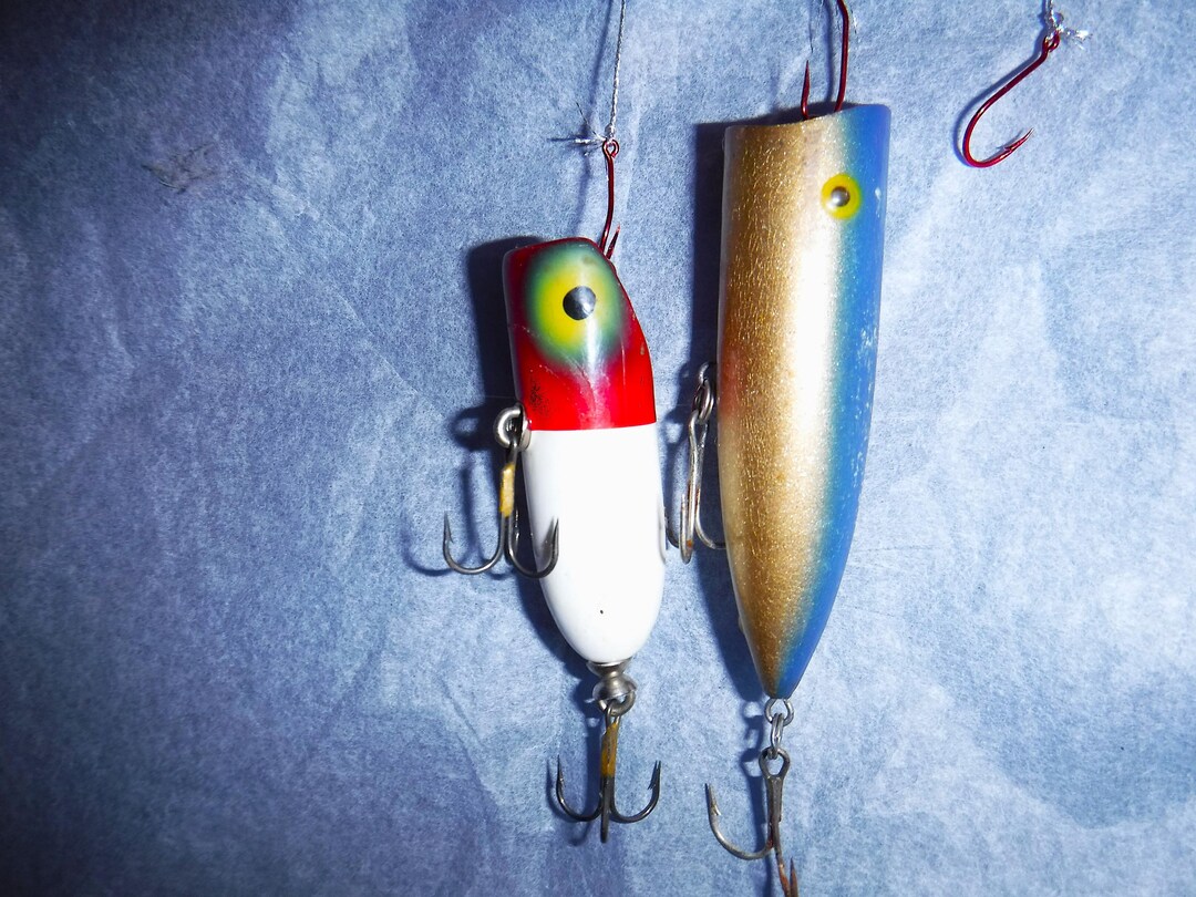 Vintage Bass-oreno Plugs: Red Headed & Blue and Gold Bass Plug Lures - Etsy