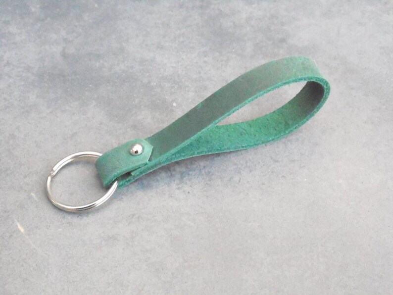 Leather Key Fob Green Keyring - Etsy