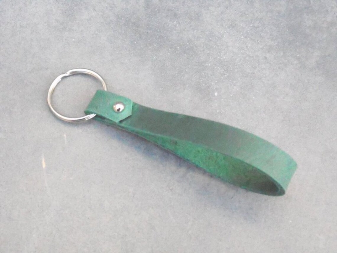 Leather Key Fob Green Keyring - Etsy