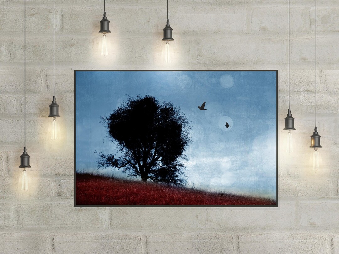 Red and Blue Abstract Wall Art Printable Photography Red Blue Landscape ...