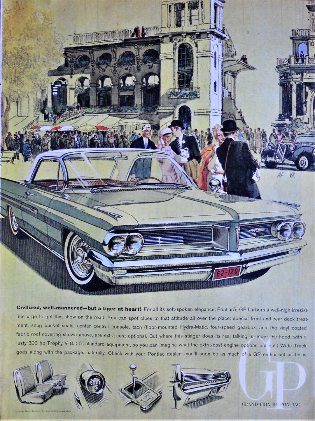 1962 Pontiac Grand Prix Advertisement. Vintage 1962 Pontiac Grand Prix ...