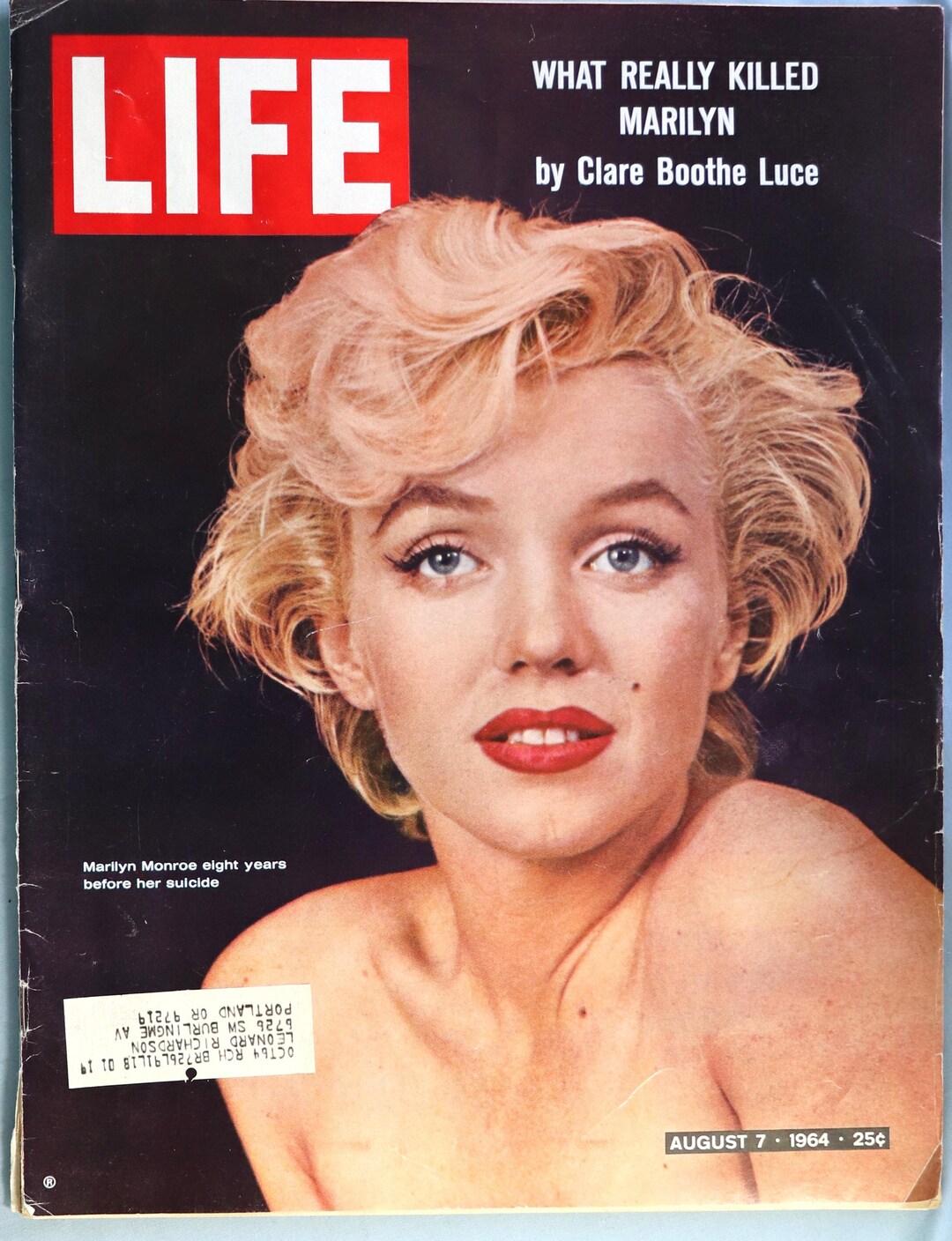 Life Magazine. August 7, 1964. Marilyn Monroe Cover. What Really Killed ...