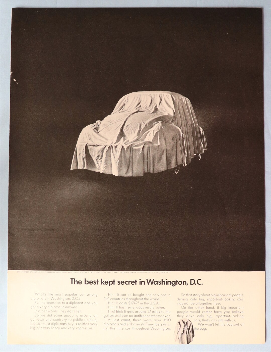 1969 VW Bug Car Advertisement. Vintage 1969 Volkswagen Bug Ad. VW Bug ...