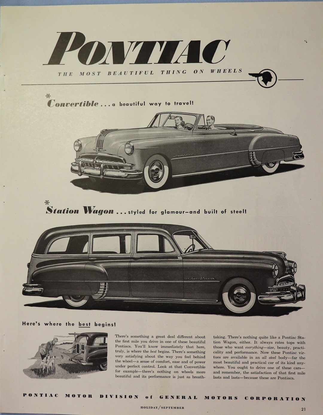 1949 Pontiac Car Advertisement. Vintage 1949 Pontiac Convertible and ...