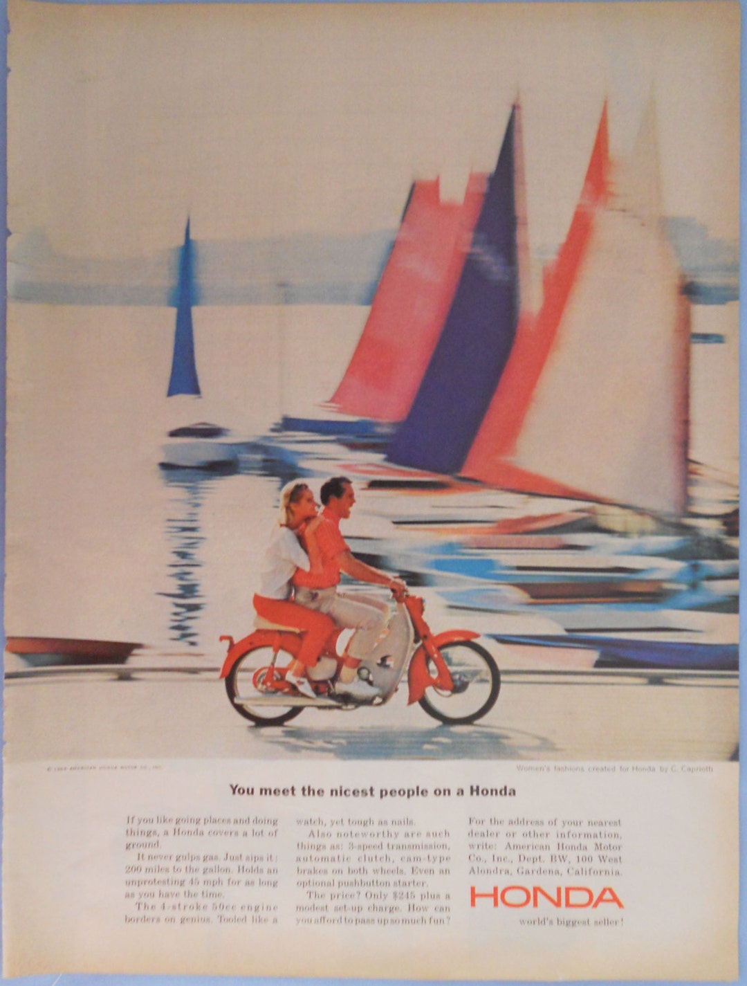 1964 Honda Motorbike Advertisement. Vintage 1964 Honda Motorbike 4 ...