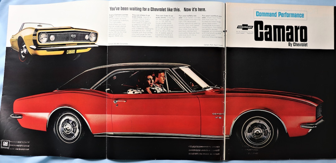 1967 Chevrolet Camaro Advertisement. Vintage 1967 Chevy Camaro Ad. 30w ...