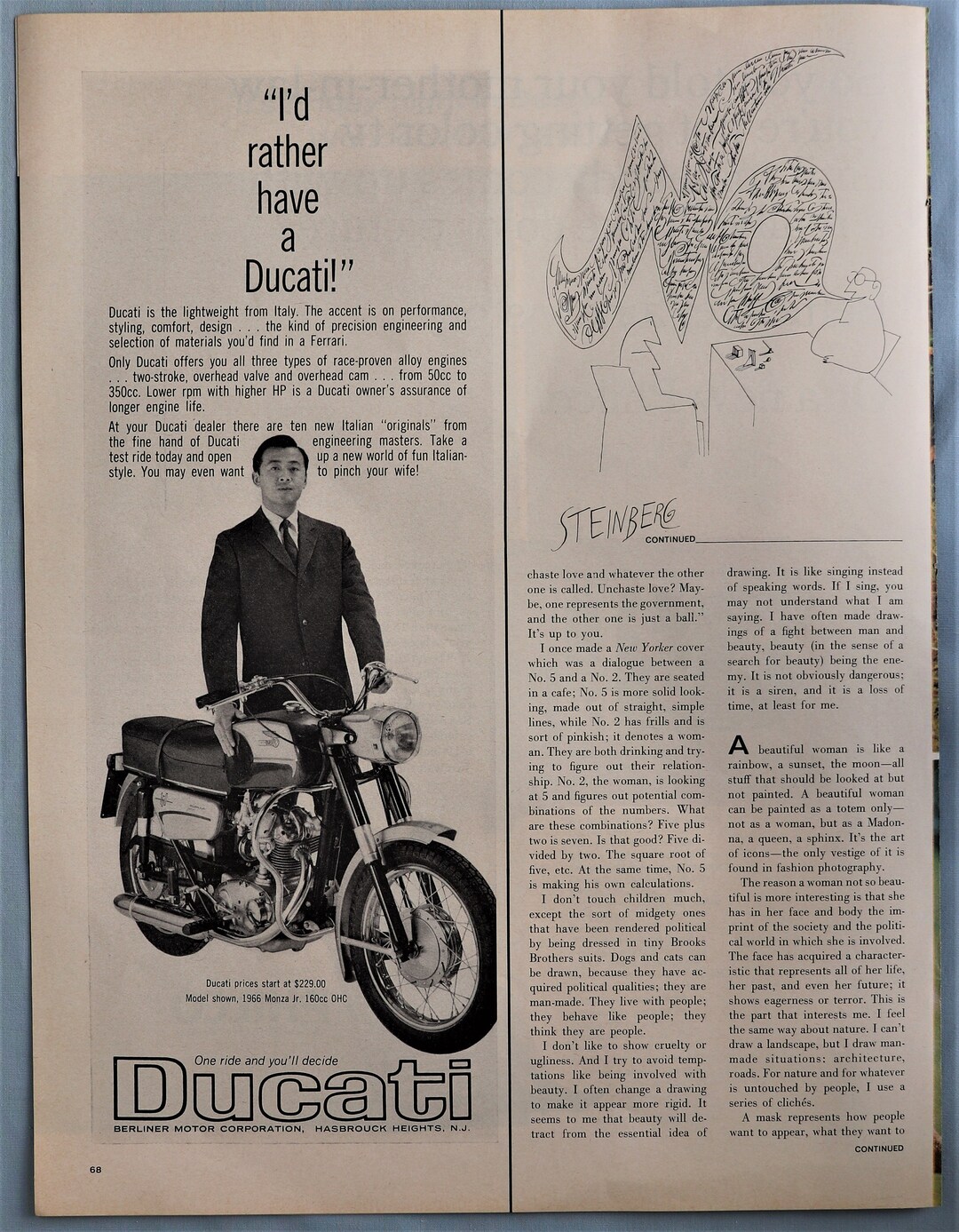 1966 Ducati Motorcycle Advertisement. Vintage 1966 Ducati Monza Jr 160 ...