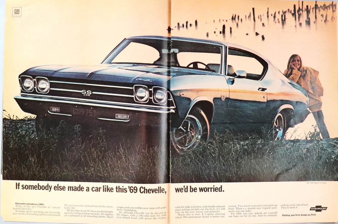 1969 Chevrolet Chevelle SS 396 Car Advertisement. Vintage 1969 Chevelle ...