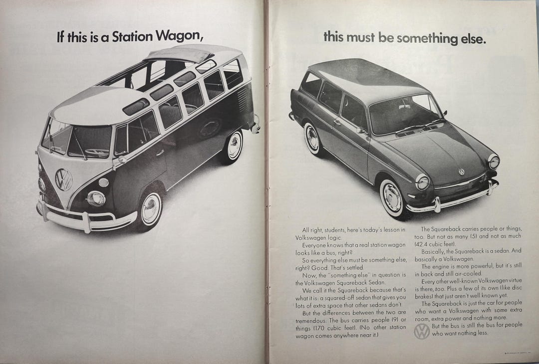 1965 VW Squareback Sedan and Station Wagon Bus Advertisement. Vintage ...