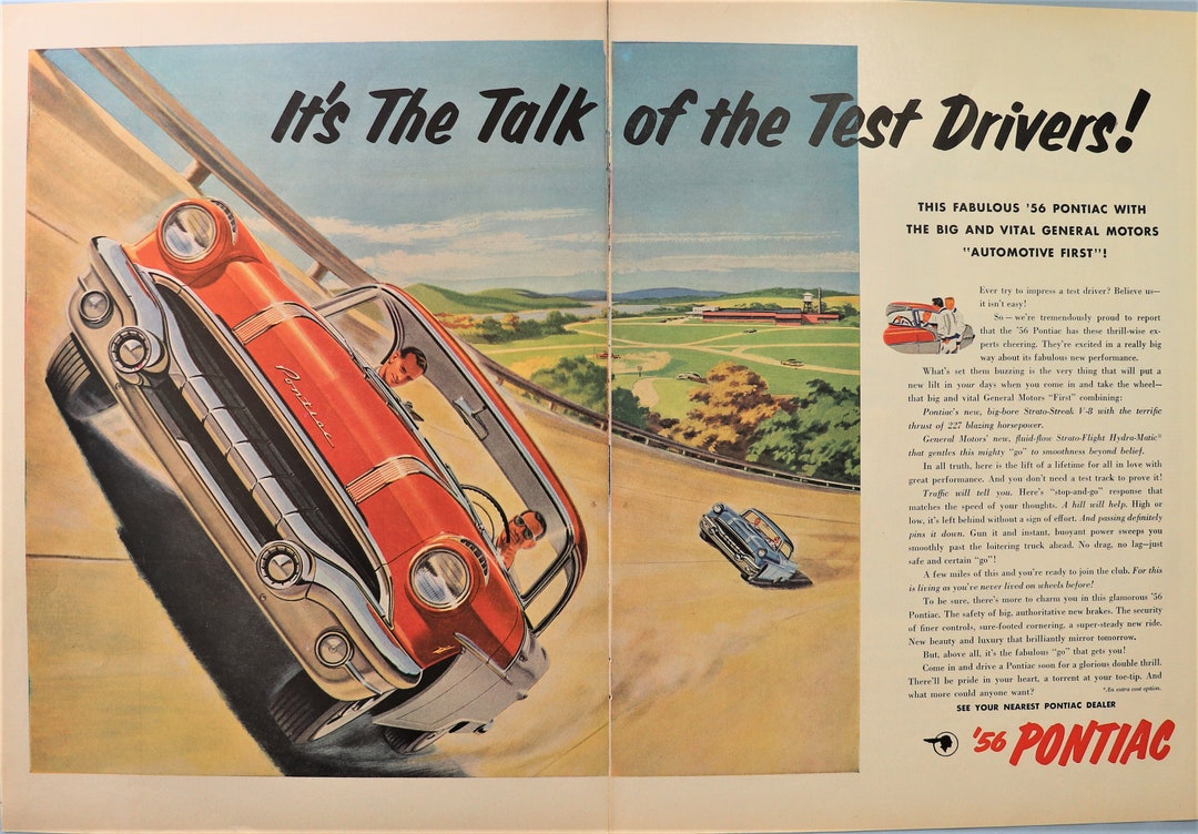 1956 Pontiac Car Advertisement. Vintage 1956 Pontiac Strato Streak ...