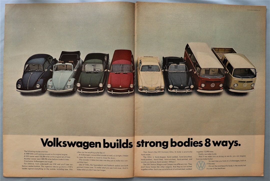 1968 Volkswagen Car Advertisement. Vintage 1968 VW Models Ad. VW Bug ...
