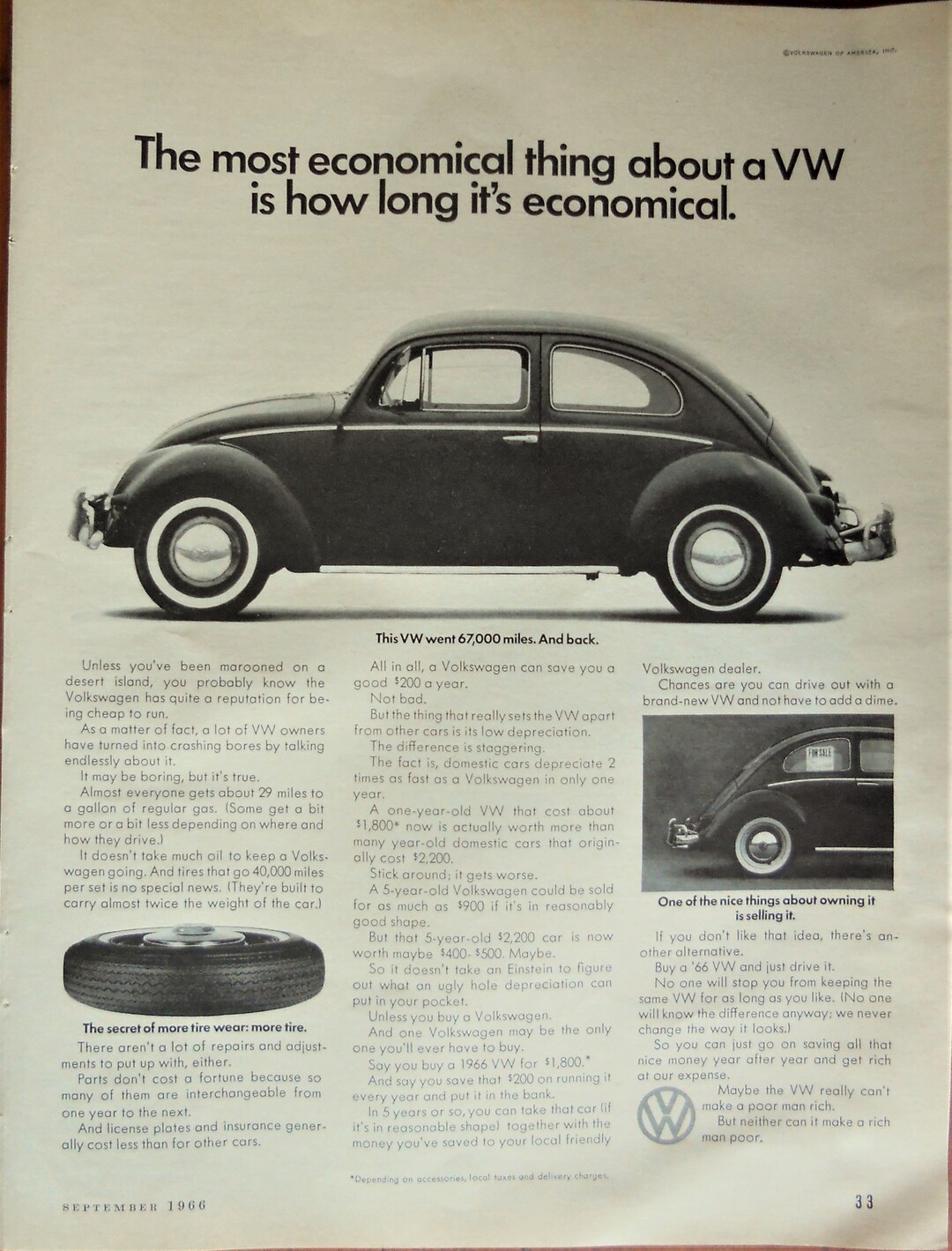 1966 VW Bug Car Advertisement. Vintage 1966 Volkswagen Bug Ad. 1966 VW ...