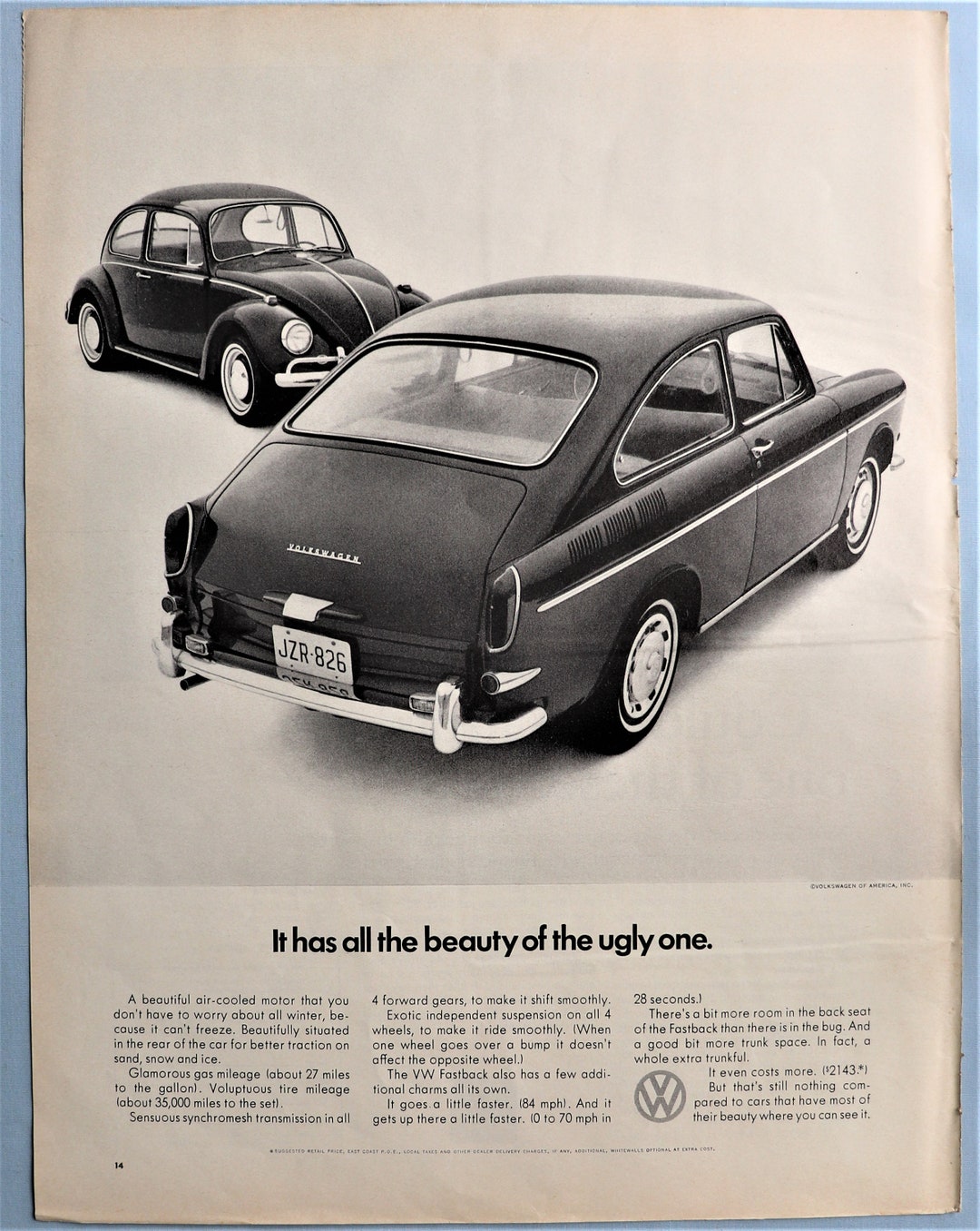 1967 VW Fastback Car Advertisement. Vintage 1967 Volkswagen Fastback Ad ...
