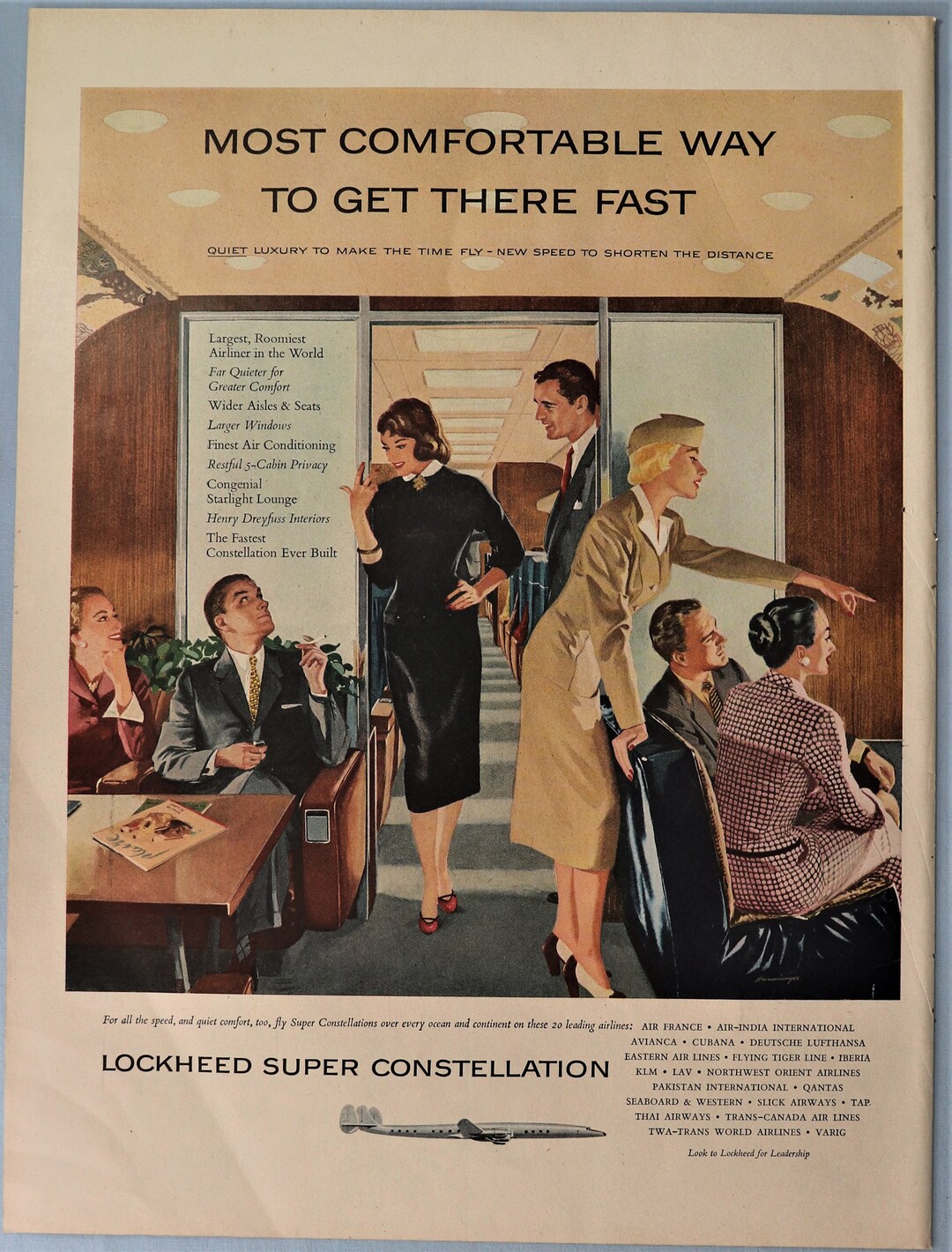 1955 Lockheed Constellation Aircraft Advertisement. Vintage 1955 ...