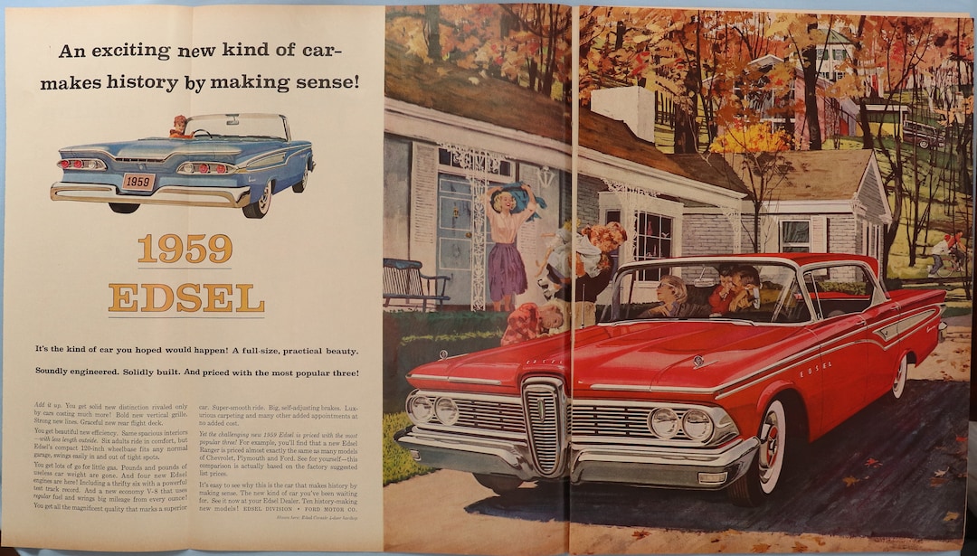1959 Ford Edsel Car Advertisement. Vintage 1959 Edsel Carsair Car Ad ...