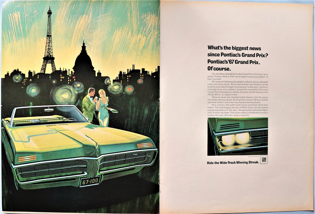 1967 Pontiac Grand Prix Car Advertisement. Vintage 1967 - Etsy