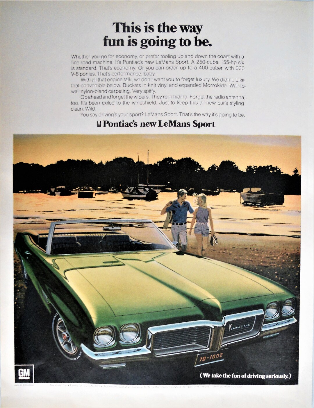 1970 Pontiac Lemans Car Advertisement. Vintage 1970 Pontiac Lemans ...