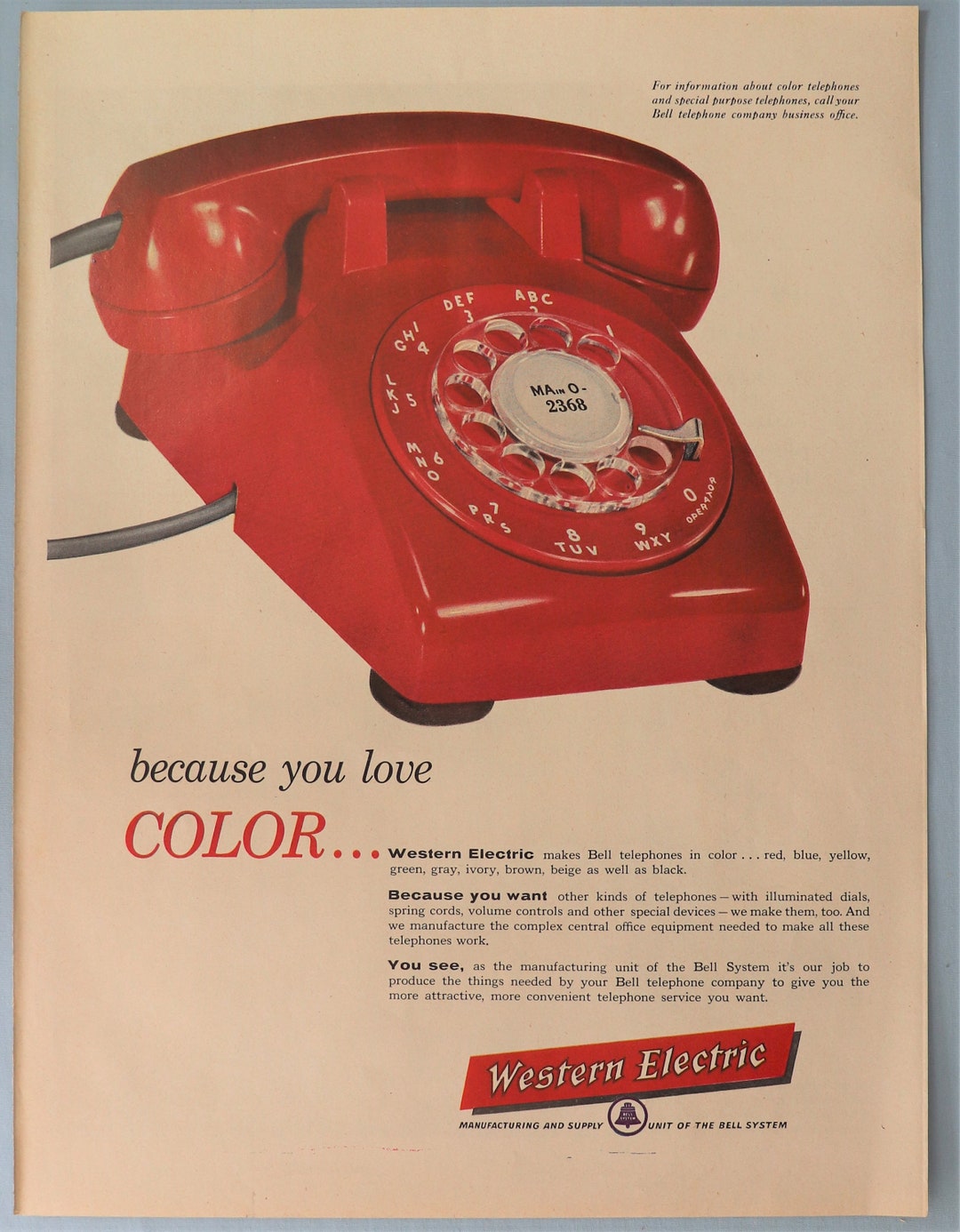 1956 Western Electric Telephone Advertisement. Vintage 1956 Western ...