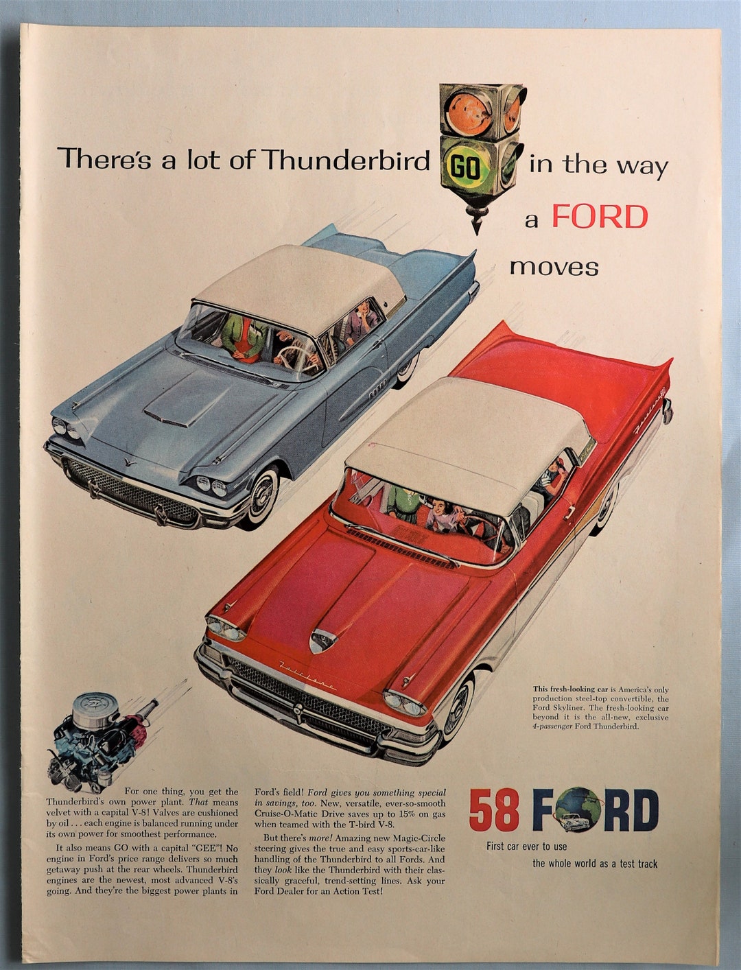 1958 Ford Thunderbird Car Advertisement. Vintage 1958 Ford Thunderbird ...